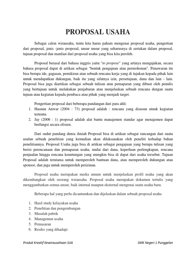 Menganalisis Proposal Usaha PDF | PDF | Bisnis