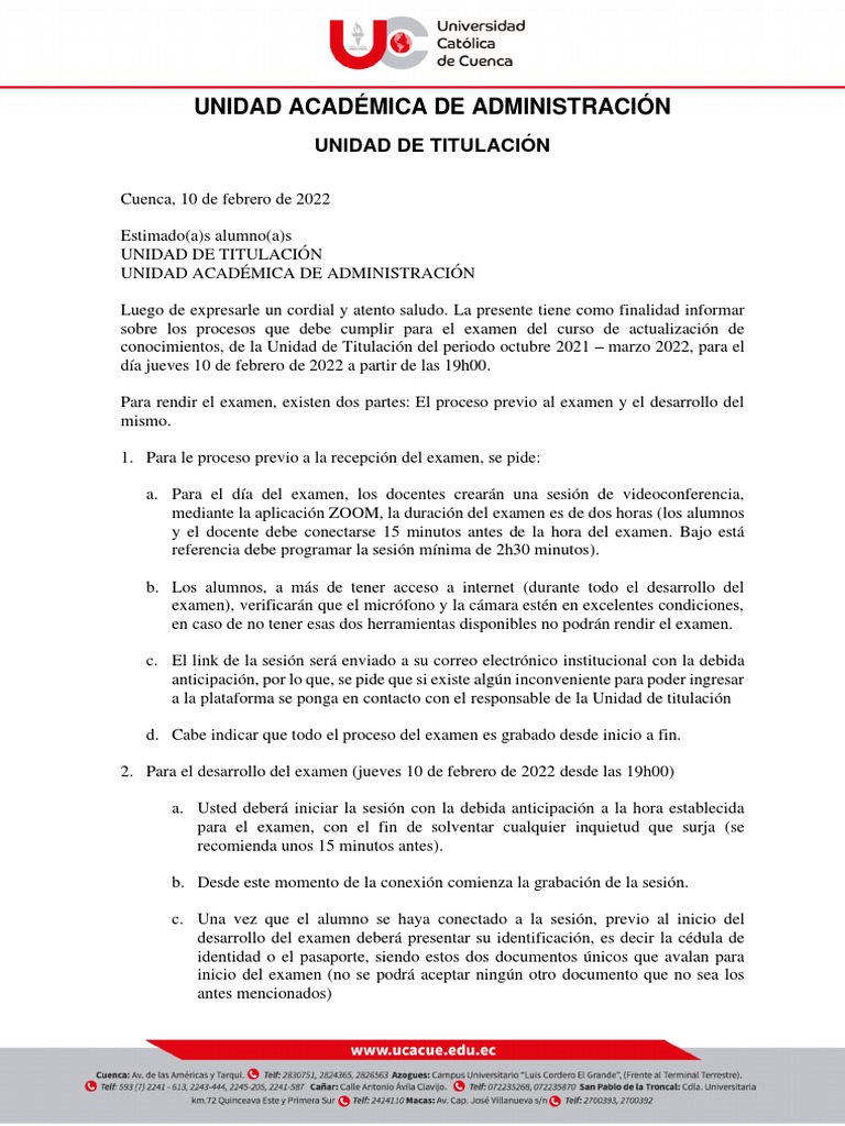 Lineamientos para El Examen Complexivo Toerico - Alumnos PDF | PDF ...