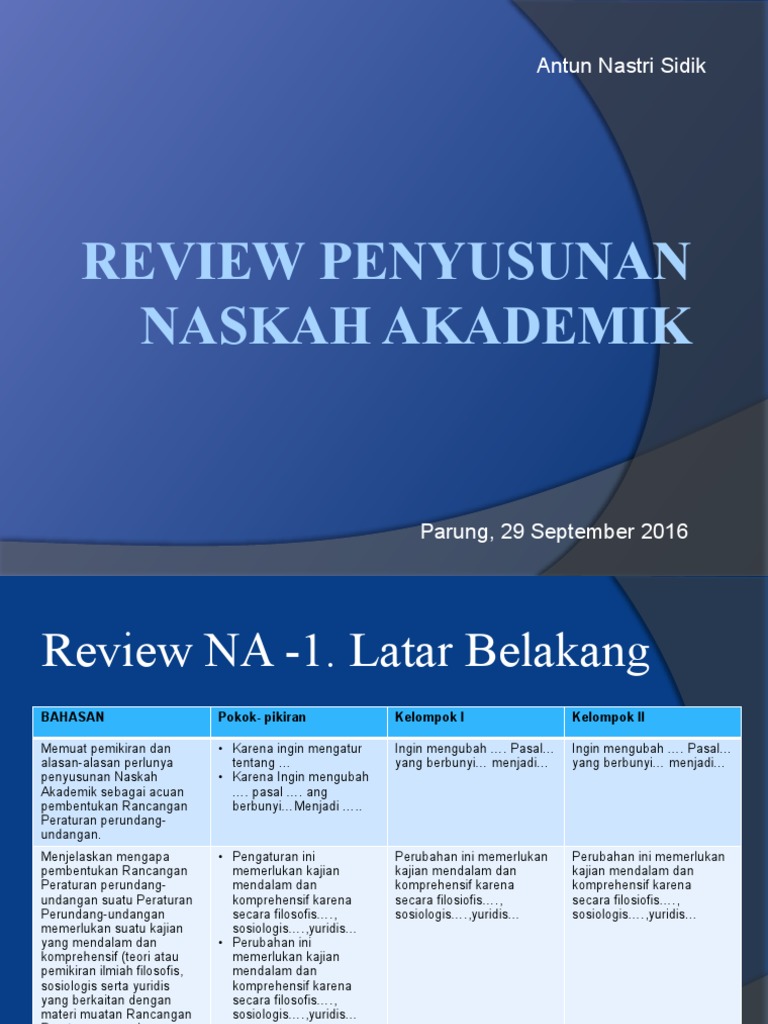 Penyusunan Naskah Akademik-Review | PDF