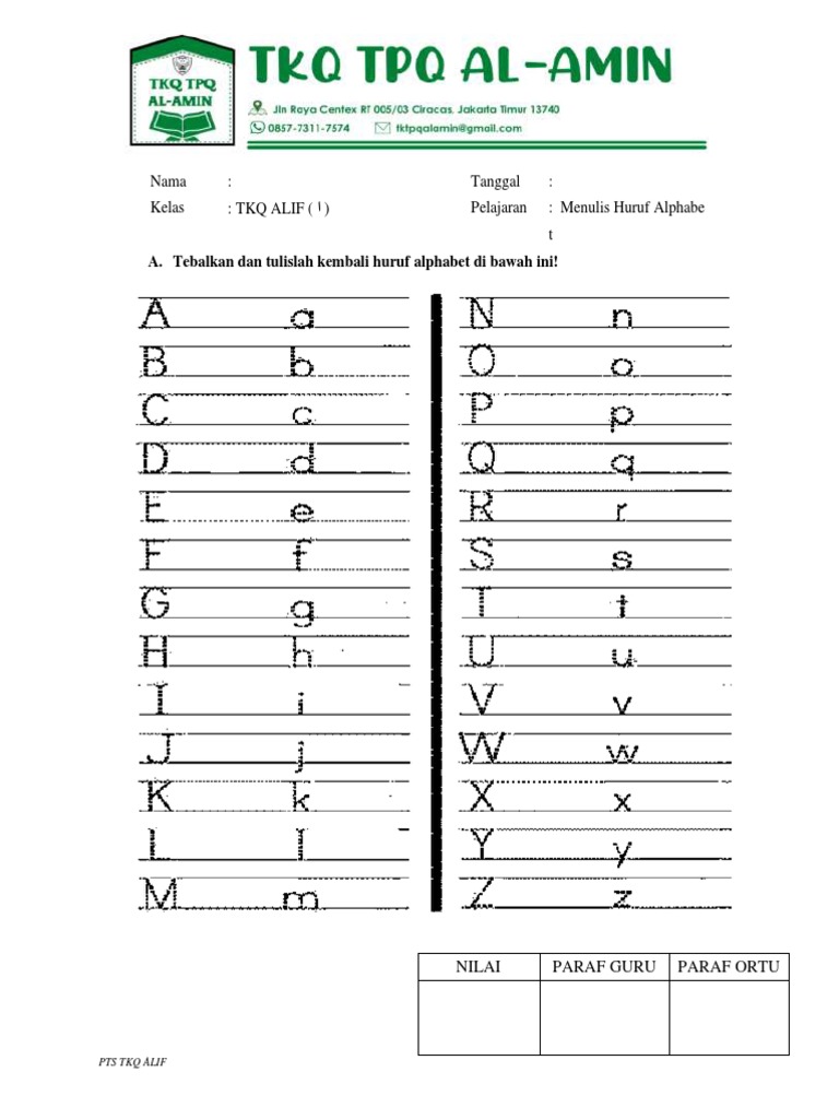 Soal PTS TKQ Alif. | PDF | Seni & Disiplin Bahasa
