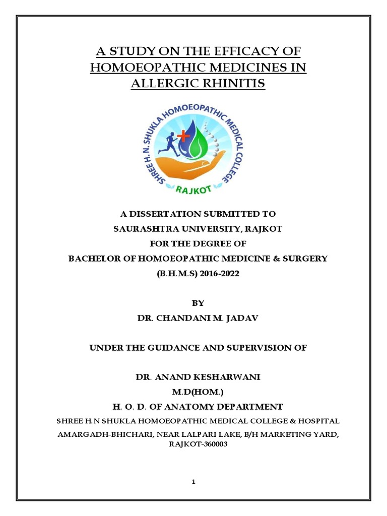 Chandani Jadav Allergic Rhinitis Final Submission Thesis PDF | PDF ...