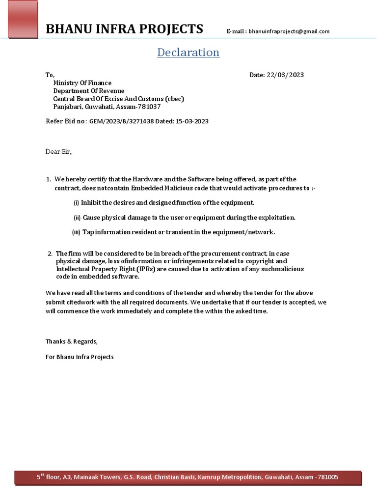 Bhanu Infra Projects Letter Head 2 PDF | PDF | Business Law | Justice
