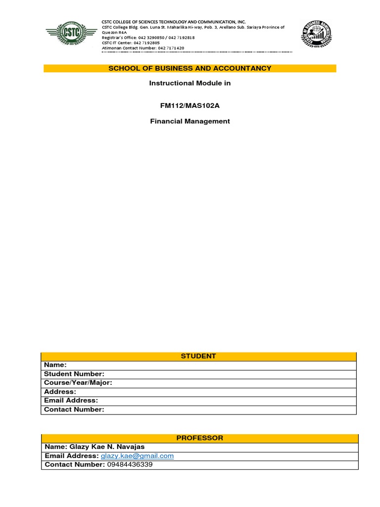 FM Module 1-Lesson 4 | PDF | Equity (Finance) | Retained Earnings