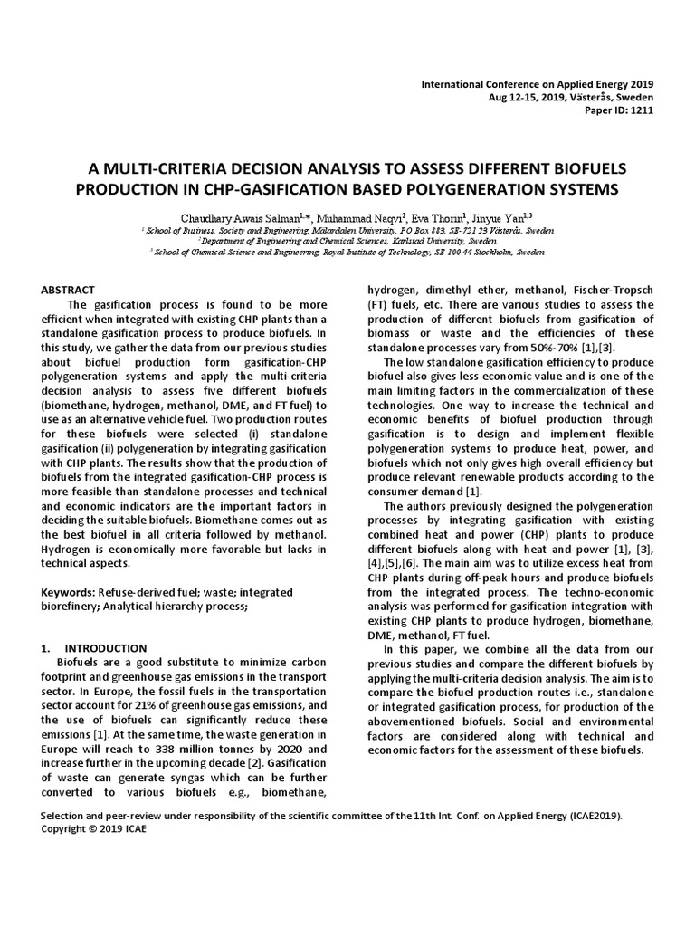 Paper ICAE 2019 | Download Free PDF | Biofuel | Gasification