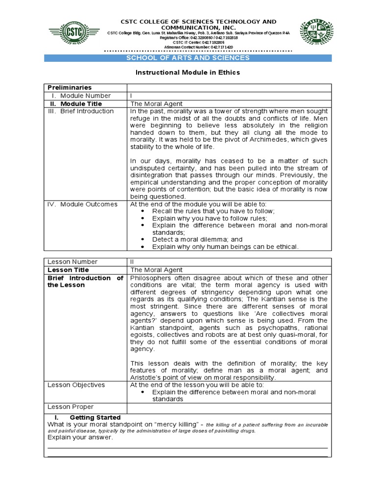 Module 1 Lesson 2 PDF | PDF | Morality | Rationality