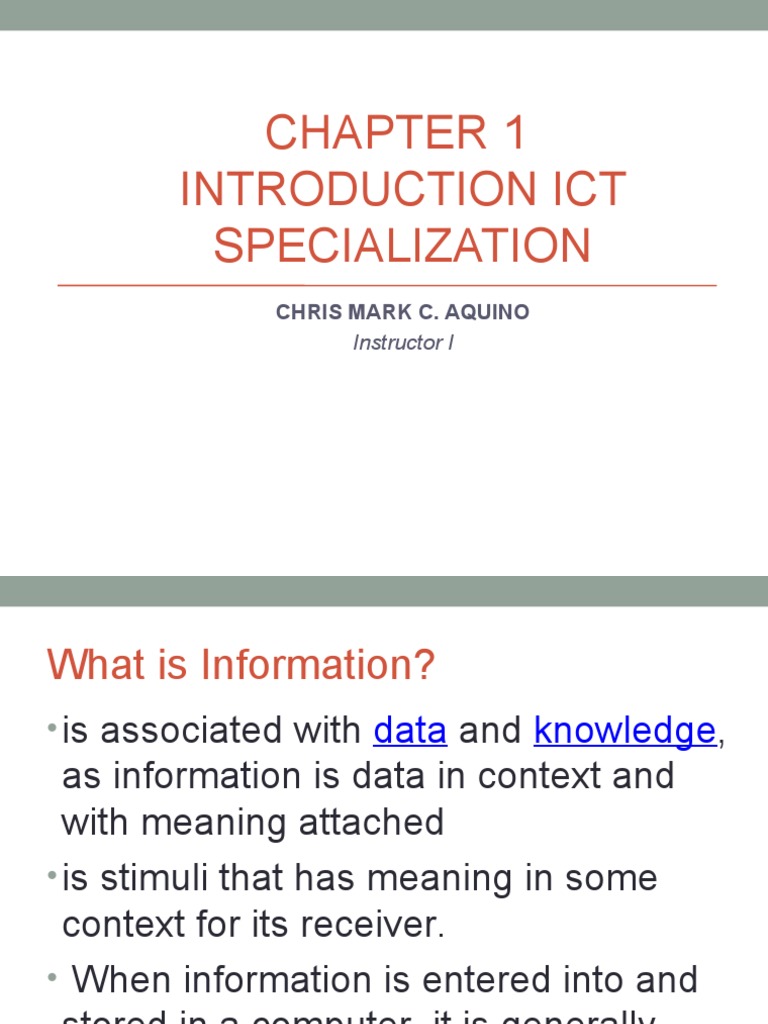 Module1 Introduction To ICT Specialization | PDF | Information ...
