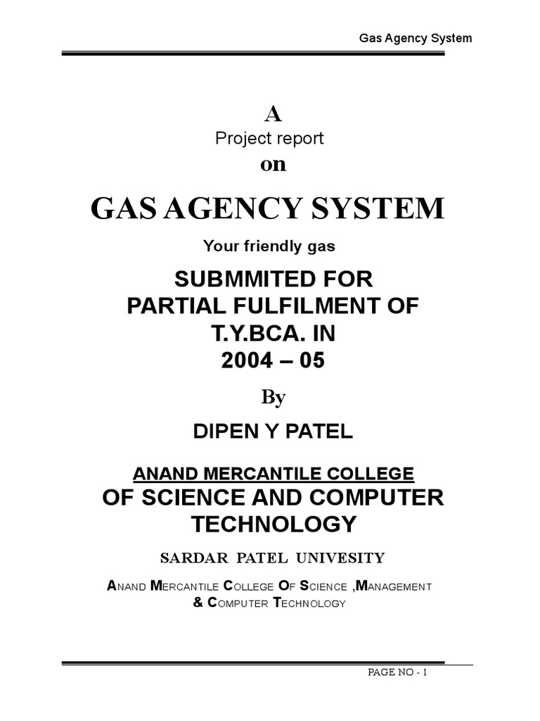 Gas Agency Management System Project Report | PDF | Databases | Relational Database