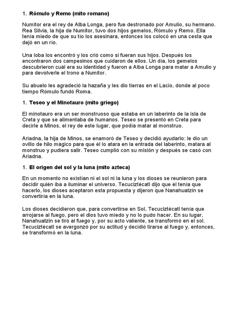 tres ejemplos de mitos.docx | PDF | Adán y Eva | Satán