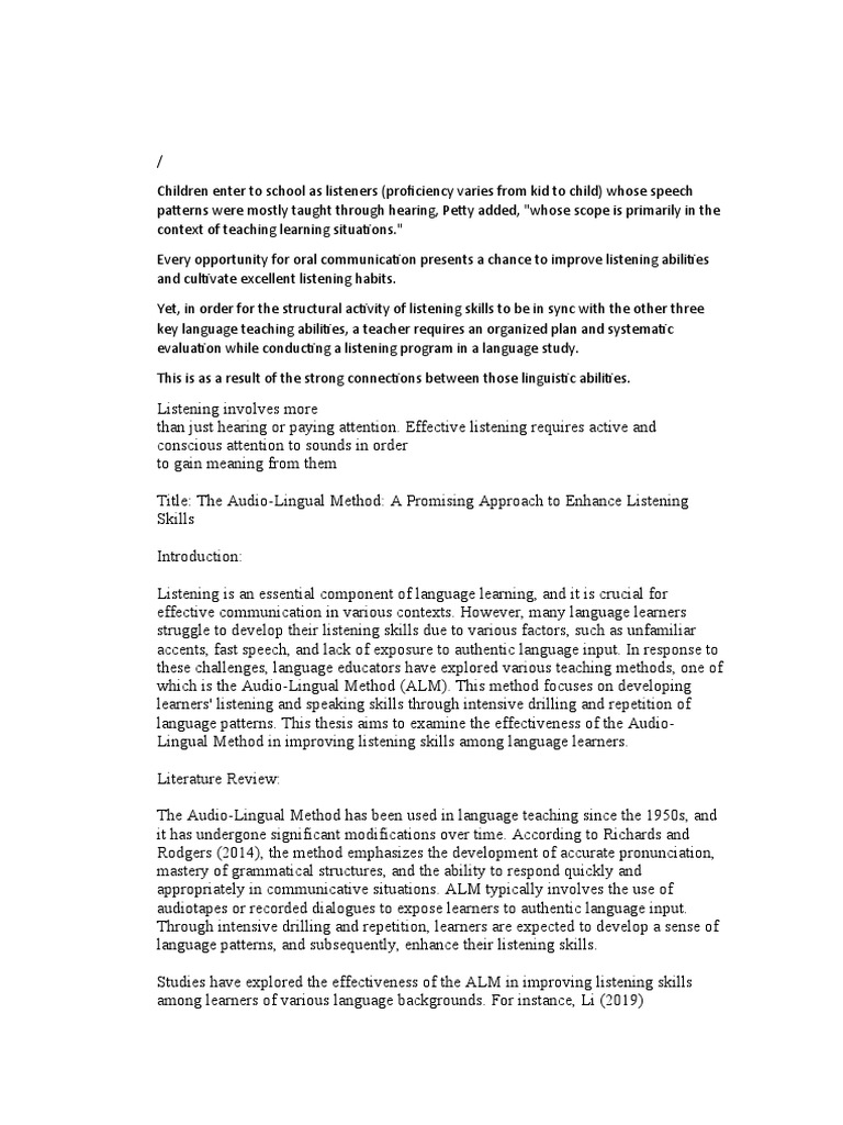 Listening And Hearing Download Free Pdf Language Education