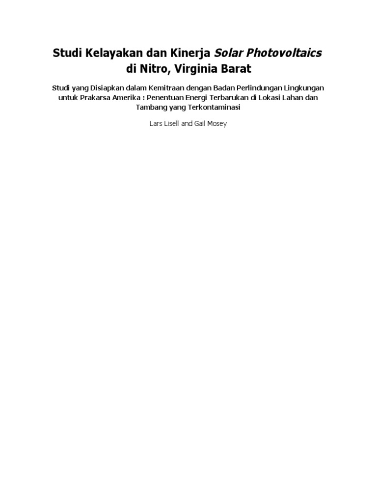 Studi Kelayakan Dan Kinerja Solar Photovoltaics (Translate) | PDF