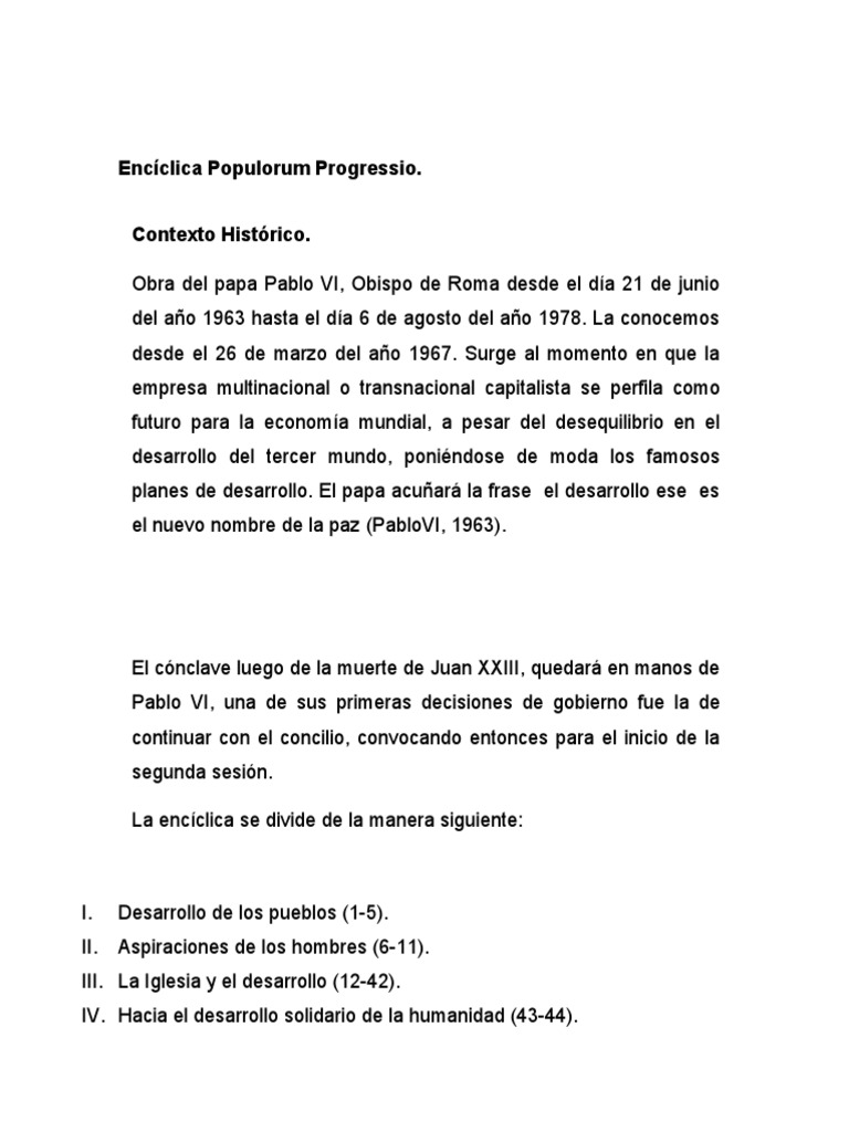 Populorum Progressio DSI | PDF