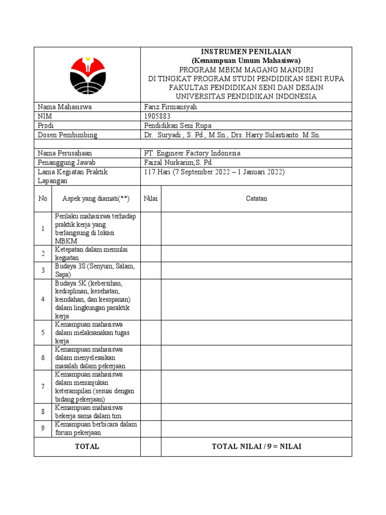 Instrumen Penilaian Umum | PDF