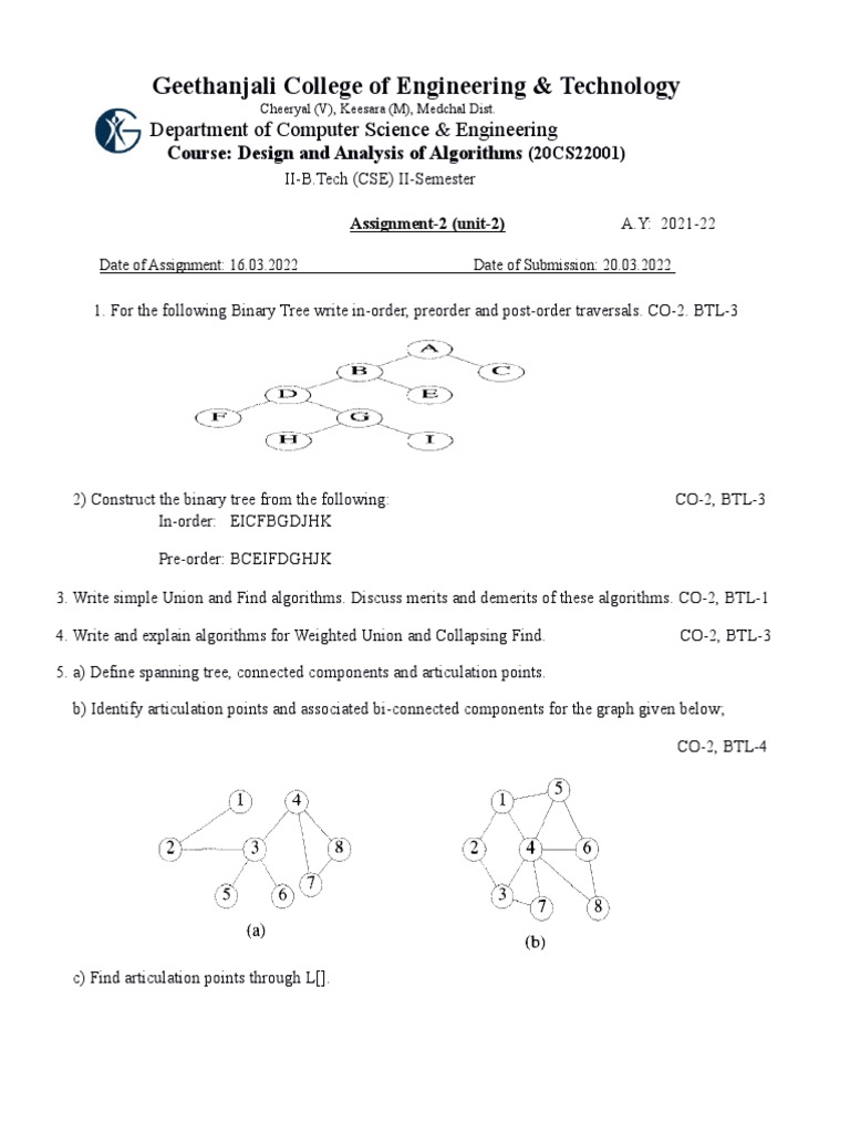 Daa Assignment 2 16 03 2022 Pdf Pdf Teaching Methods And Materials Computers