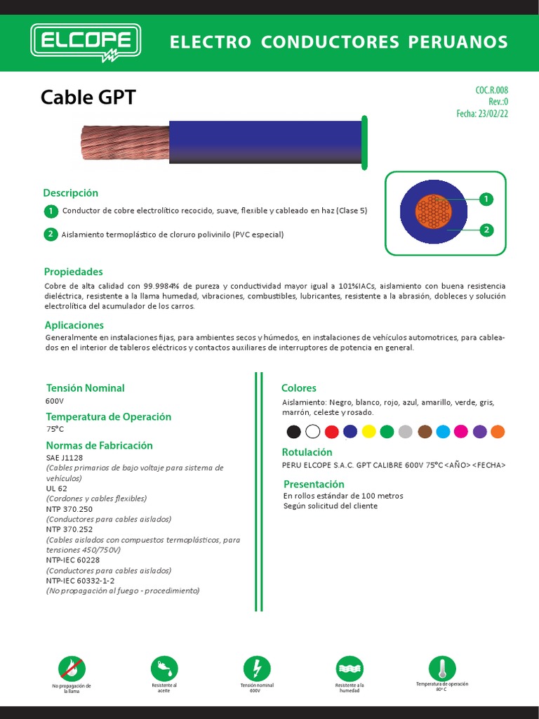 Cable - Gpt-Cl5-Awg | PDF | Conductor electrico | Cobre