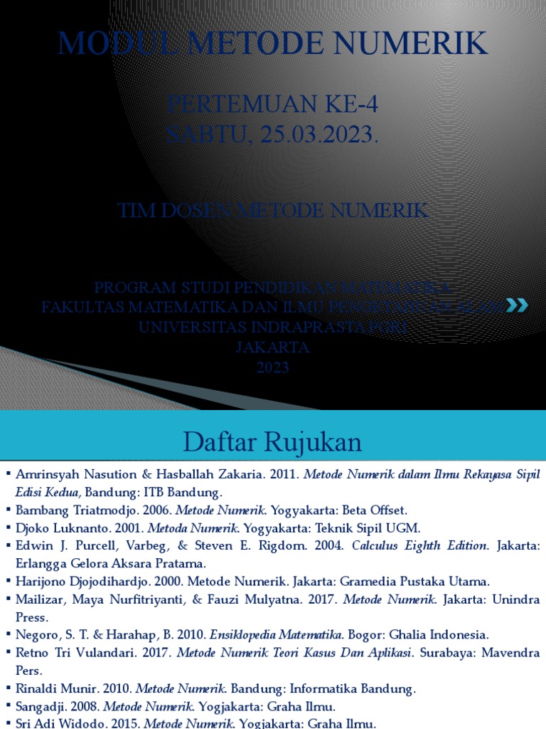 Materi Metode Numerik - Pertemuan Ke-4 - Genap TA 2022-2023. | PDF