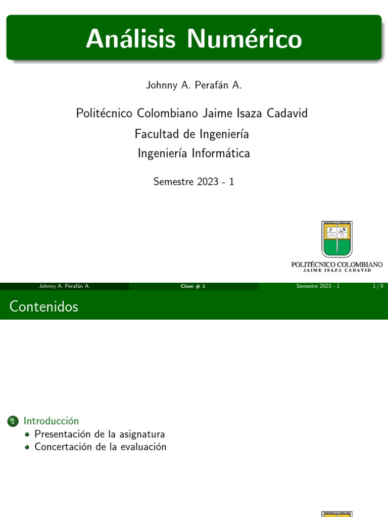 Resumen Clase 1 2023-1 | PDF | Análisis numérico | Ecuaciones