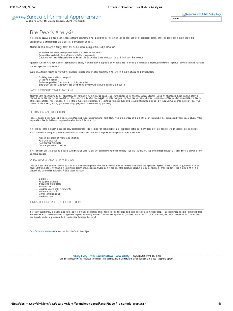 Forensic Science - Fire Debris Analysis | PDF | Gas Chromatography–Mass ...