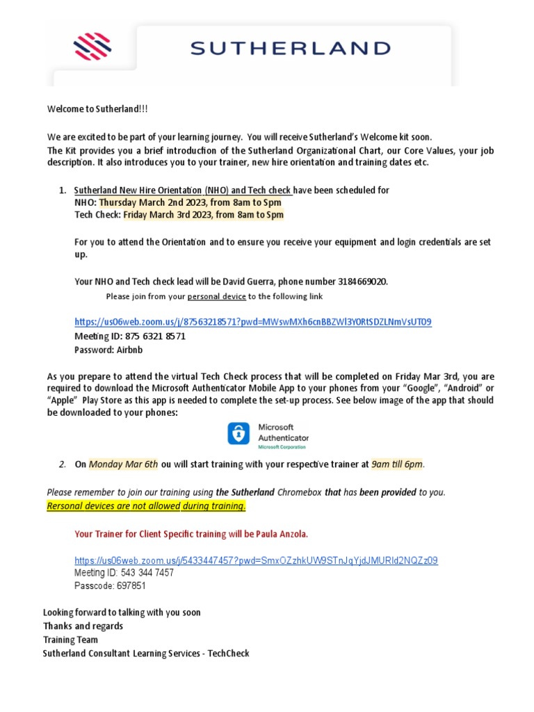 Welcome to Sutherland: An Introduction to New Hire Orientation, Tech ...