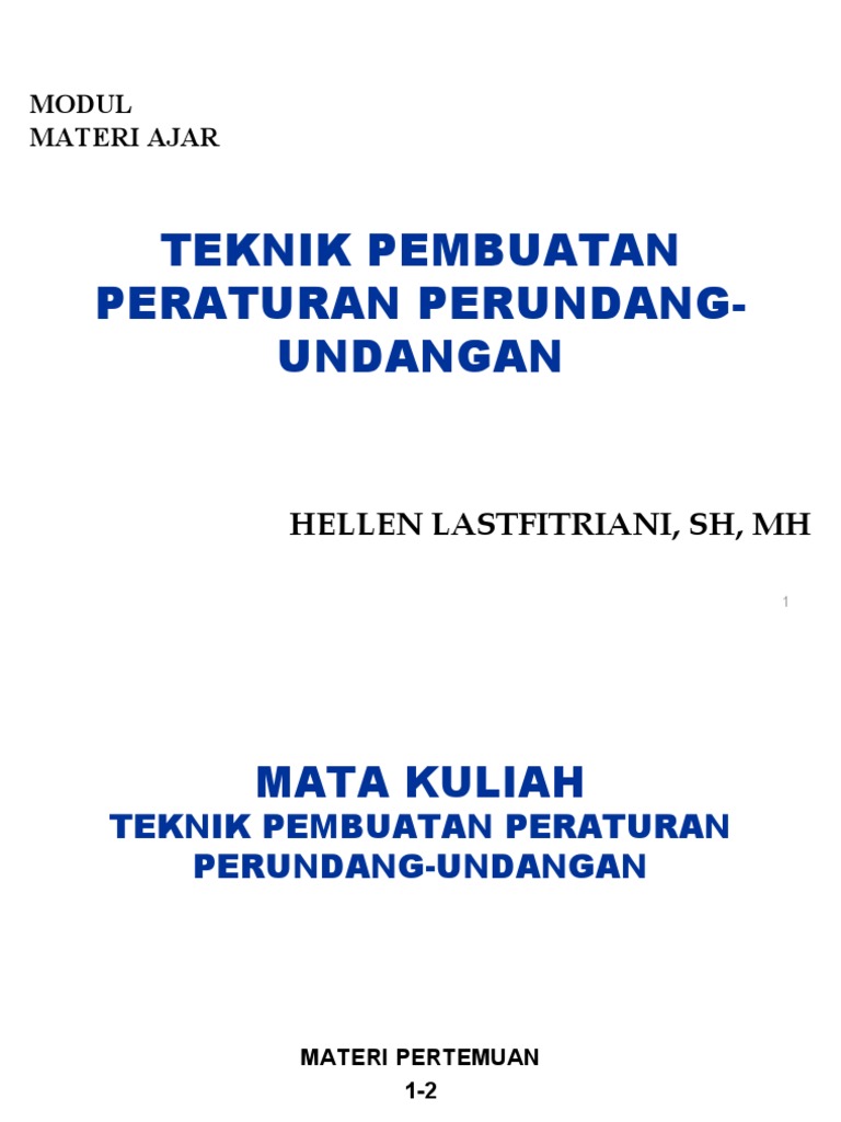 Teknik Penyusunan Peraturan Perundang-Undangan | PDF | Hukum