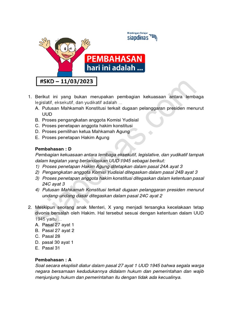 Pembahasan Soal 11 Maret 2023 PDF | PDF