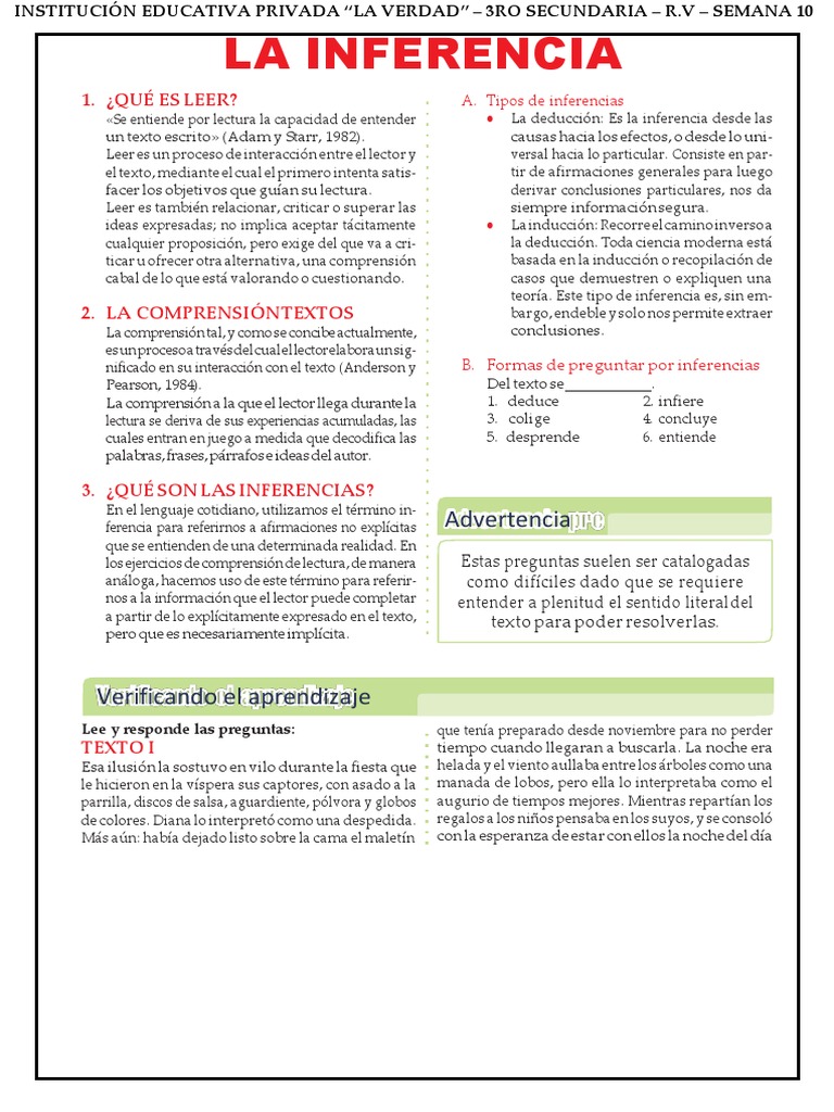 3ro - La Inferencia PDF | PDF | Inferencia | Razonamiento inductivo