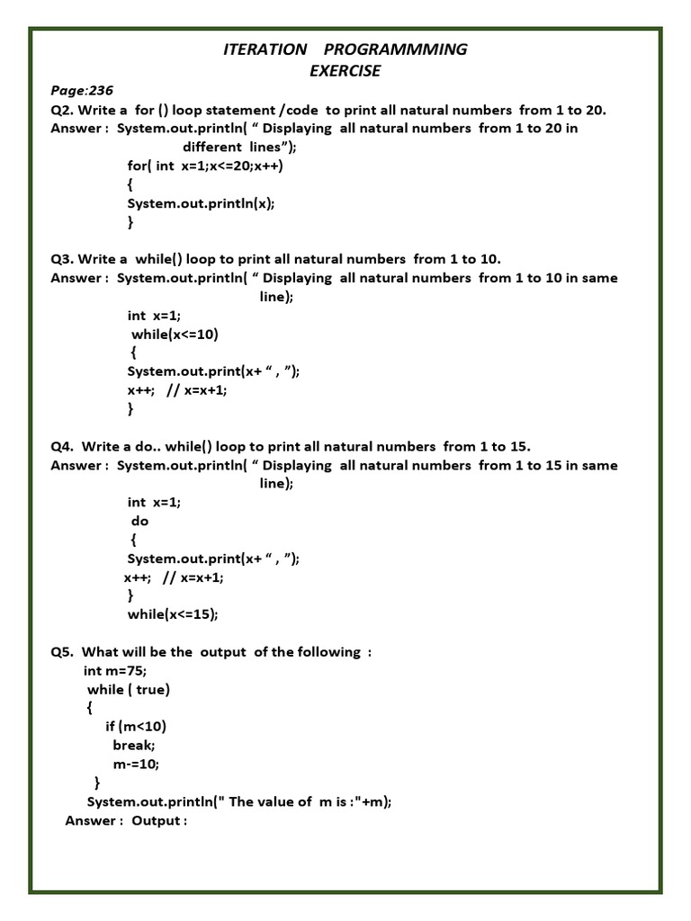 ClASS 9 - COMPUTER - WOOKBOOK - CHAPTER - 9 (ITERATIVE CONSTRUCT IN JAVA, PART - 1) 1 | PDF ...