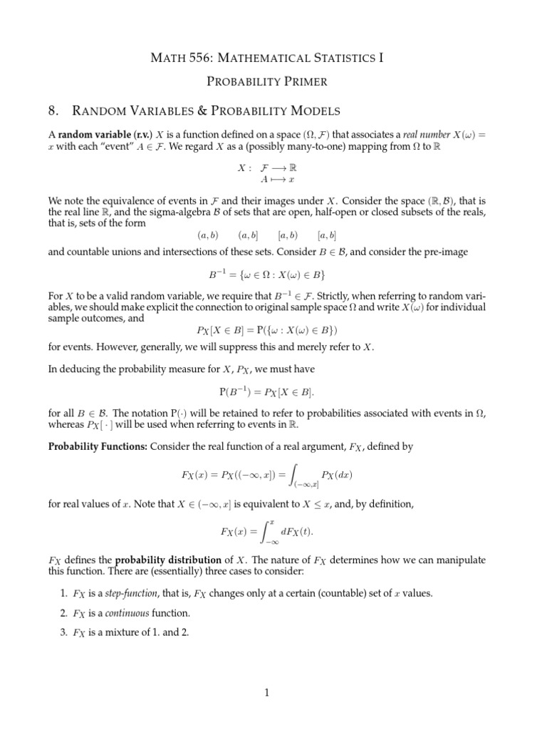 Math556 02 RVProbDist | PDF | Probability Distribution | Probability Density Function