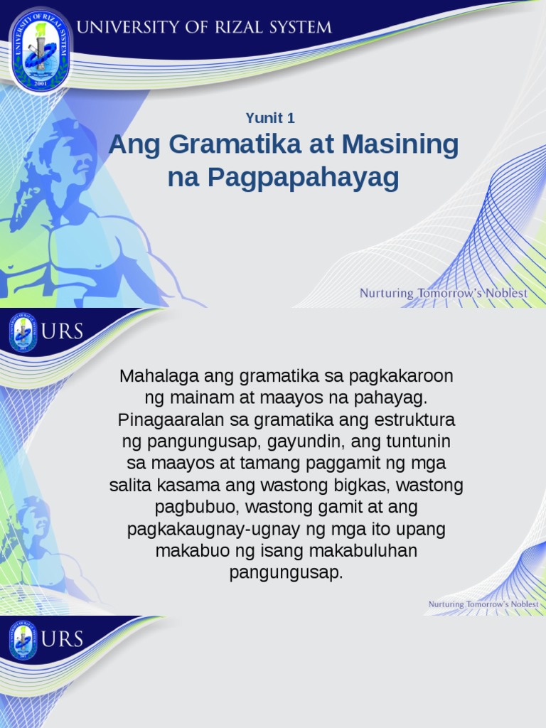 Y 1 P 1 2ang Gramatika at Masining Na Pagpapahayag PDF | PDF