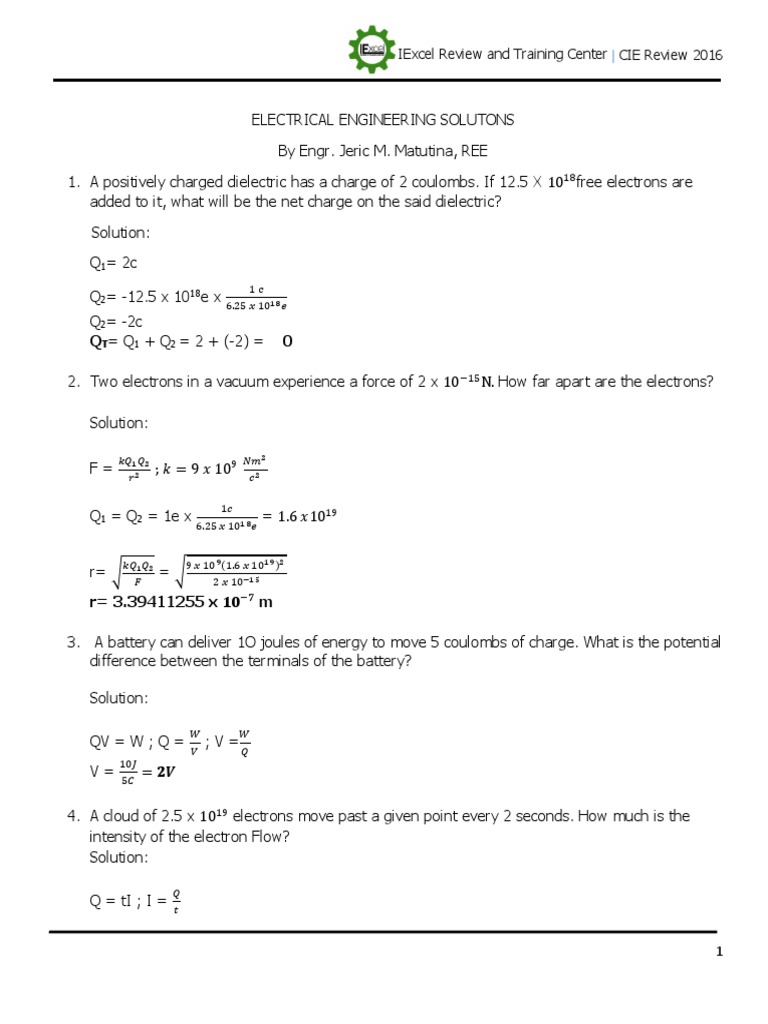 Electrical Engineering Solutions | PDF | Capacitor | Series And Parallel Circuits