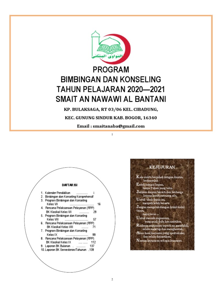 34.1.dokumen Program Layanan BK Dalam Bidang Pengembangan Pribadi, Sosial, Akademik, Dan ...