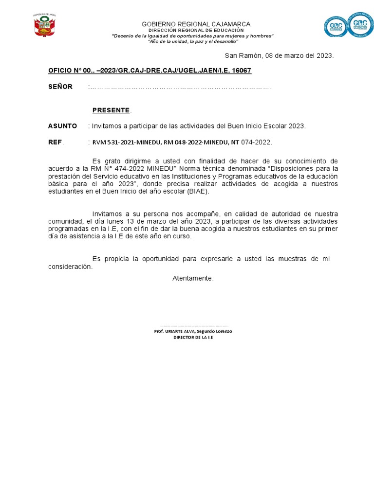 Ofico de Invitacion Al Biae | PDF