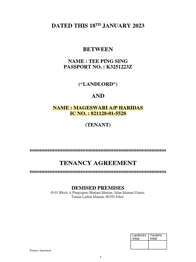 M Tiara G01 Block A | PDF | Leasehold Estate | Landlord