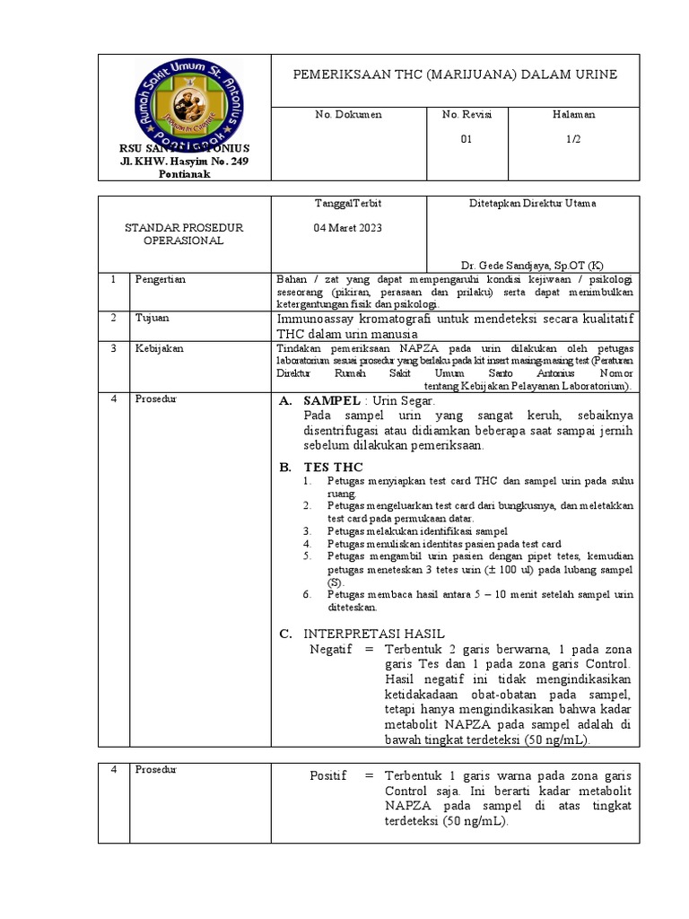 Pemeriksaan THC Dalam Urin | PDF