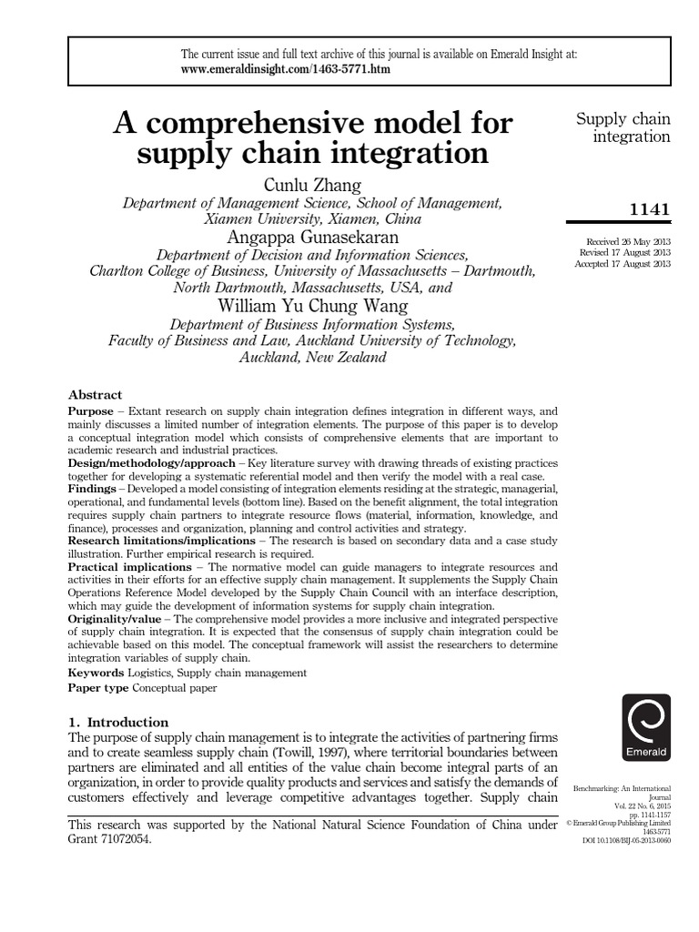 Acomprehensive Model For Supply Chain Integration | PDF | Supply Chain ...