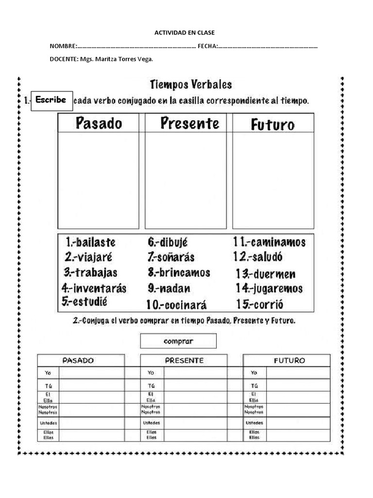 ACTIVIDAD Verbos | PDF