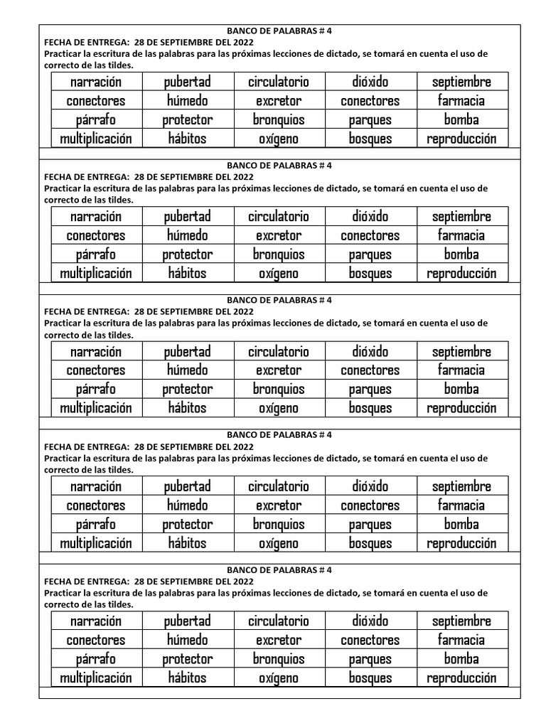 Banco de Palabras 4 | PDF | Fisiologia Animal | Fisiología