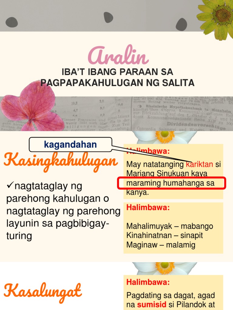 Aralin Paraan NG Pagpapakahulugan PDF | PDF