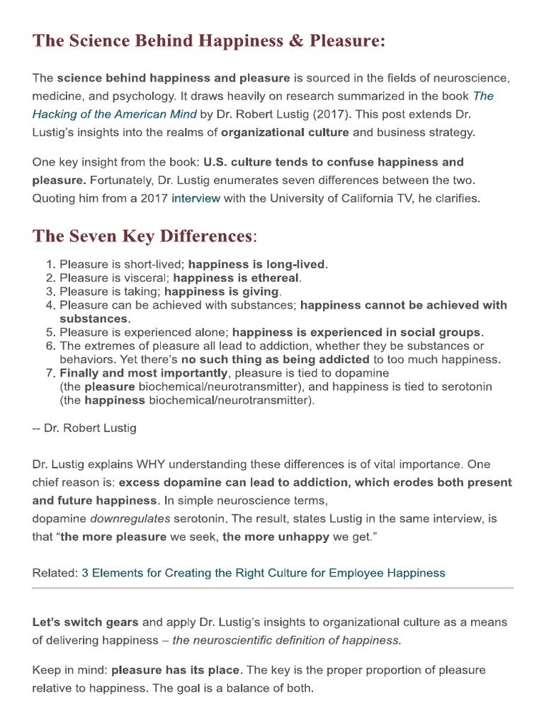 Science of Pleasure and Happiness | PDF