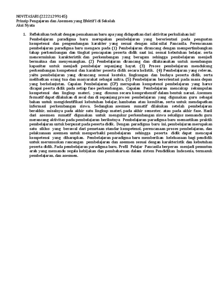 Aksi Nyata Asesmen TP 1 | PDF