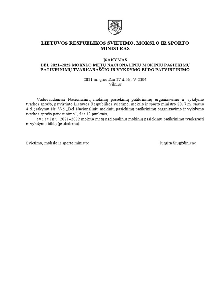 2022 NMPP Tvarkarastis | PDF