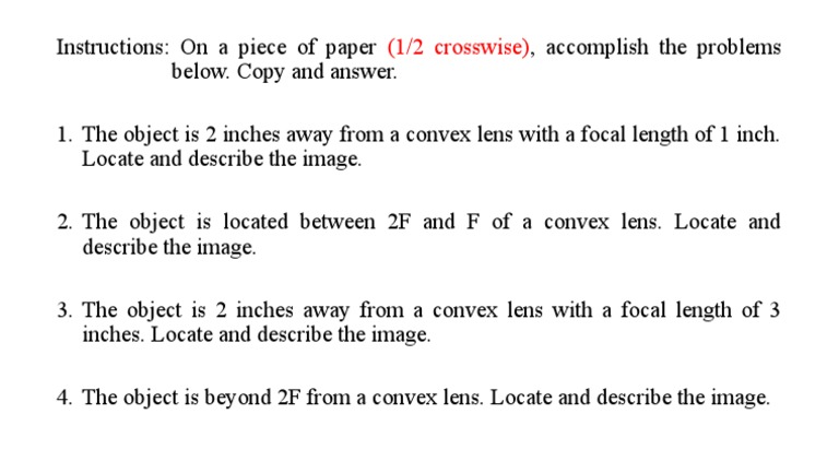 Lens Worksheet | PDF