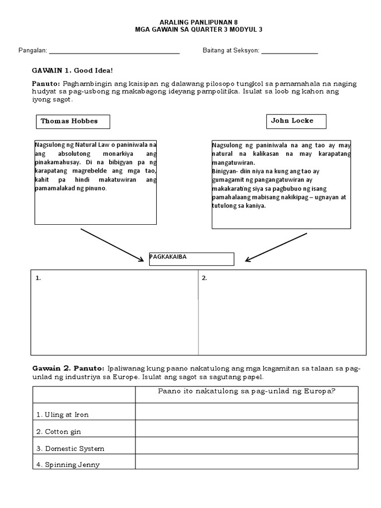 AP8-Q3 Mod3 Act1 | PDF