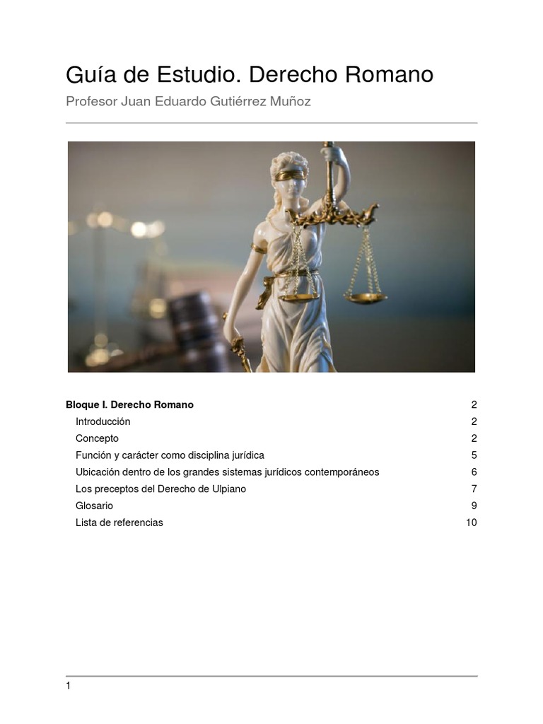 Guia de Estudio Derecho Romano 1 PDF | PDF | Ley romana | Justicia