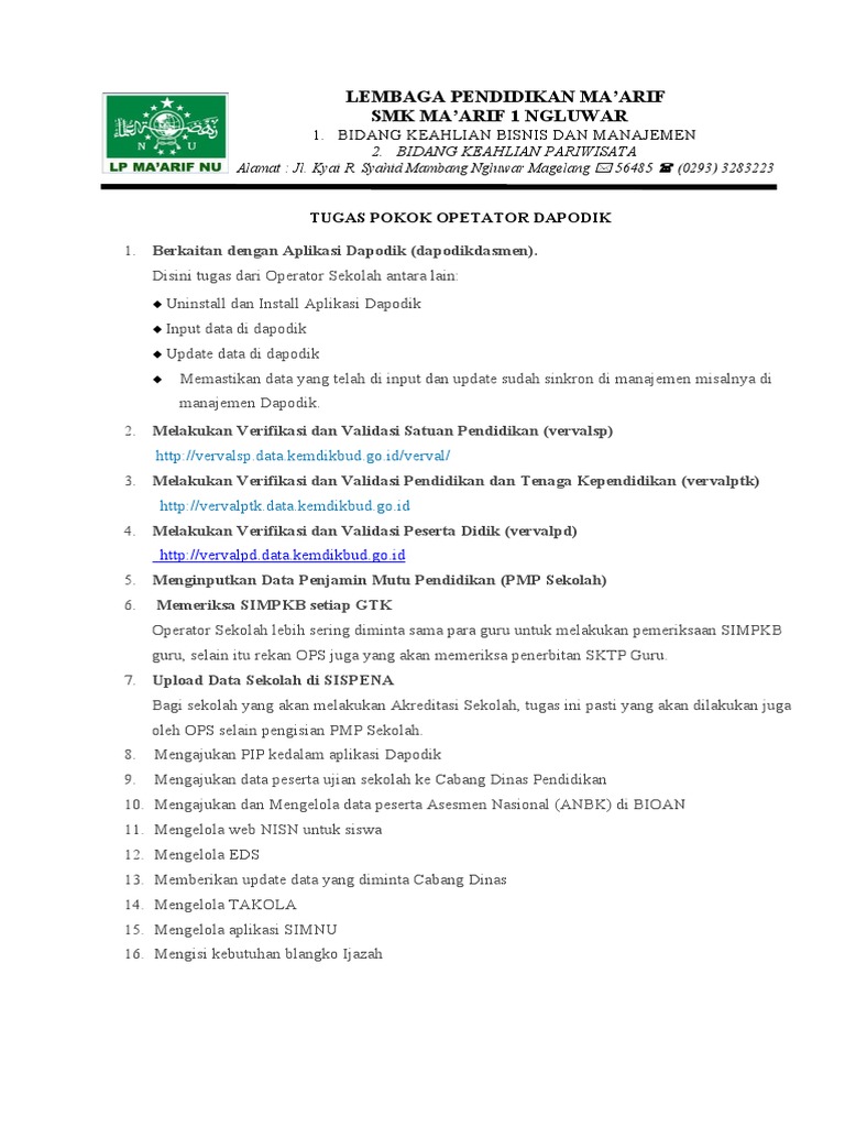 Tugas Pokok OPS | PDF