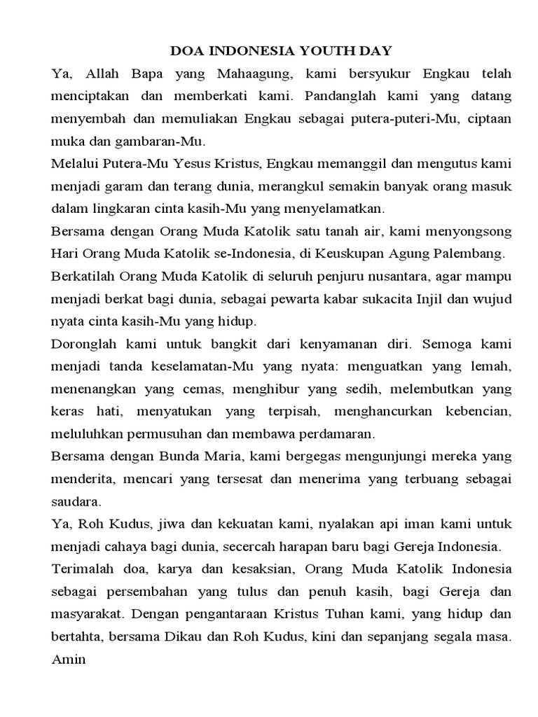 Doa Indonesia Youth Day | PDF