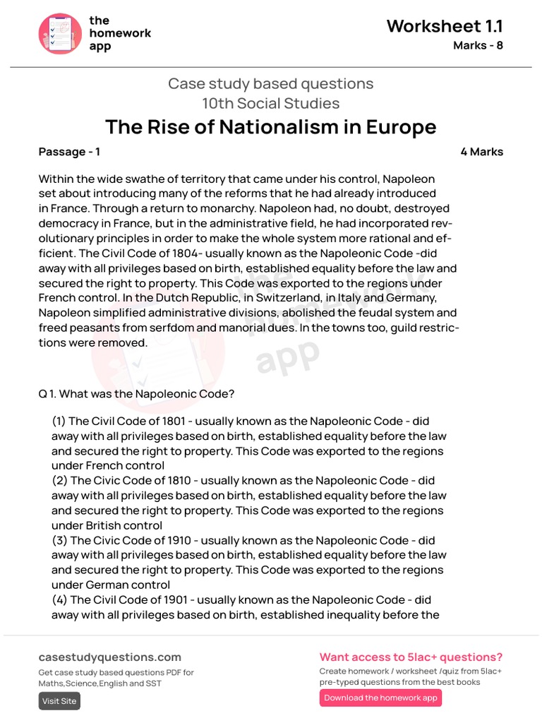 (Worksheet 1.1) - (The Rise of Nationalism in Europe) | PDF | France ...