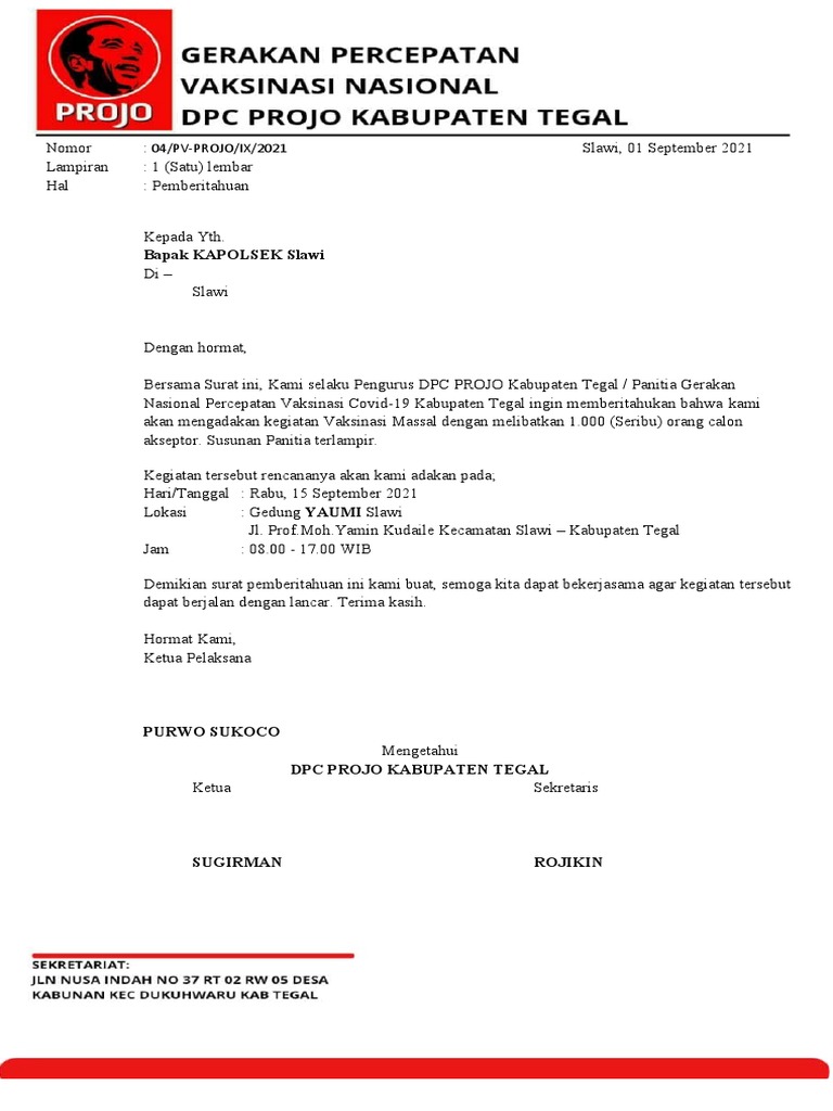 VAKSIN 1000 PROJO-Kapolsek | PDF