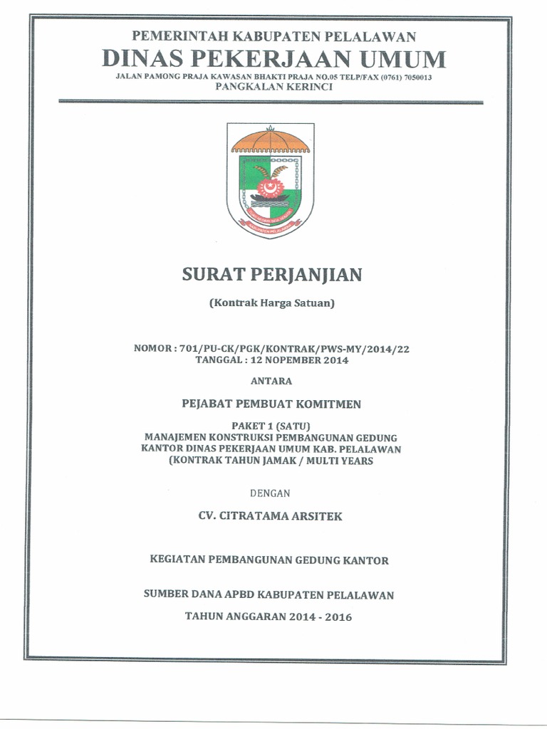 Kontrak 2014 MK Gedung Pu Dan Bast | PDF