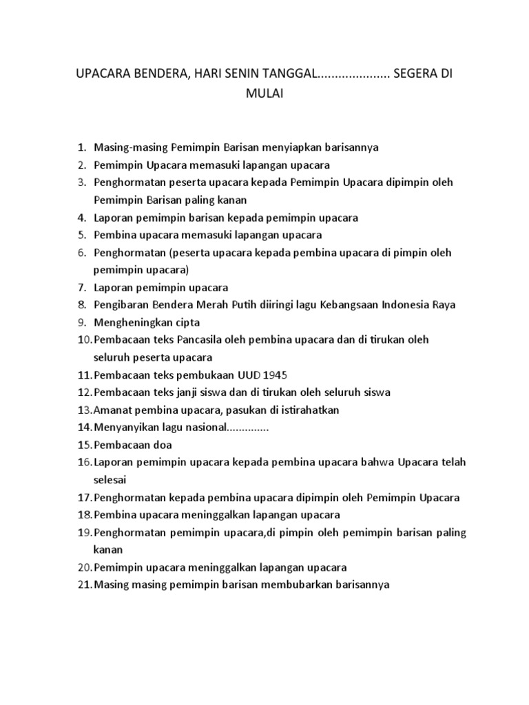 Protokol Upacara Bendera | PDF