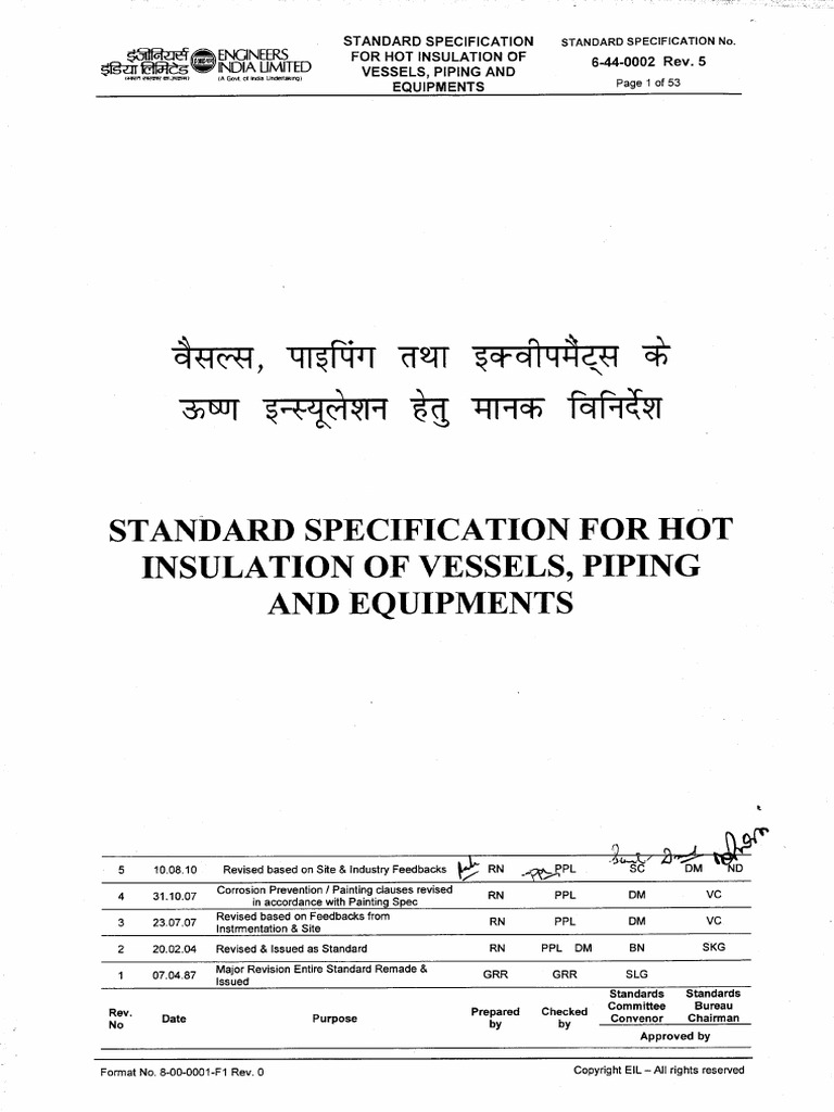 6-44-0002 Rev 5 (HOT INSU FOR VESSEL, PIPING & EQP) | PDF